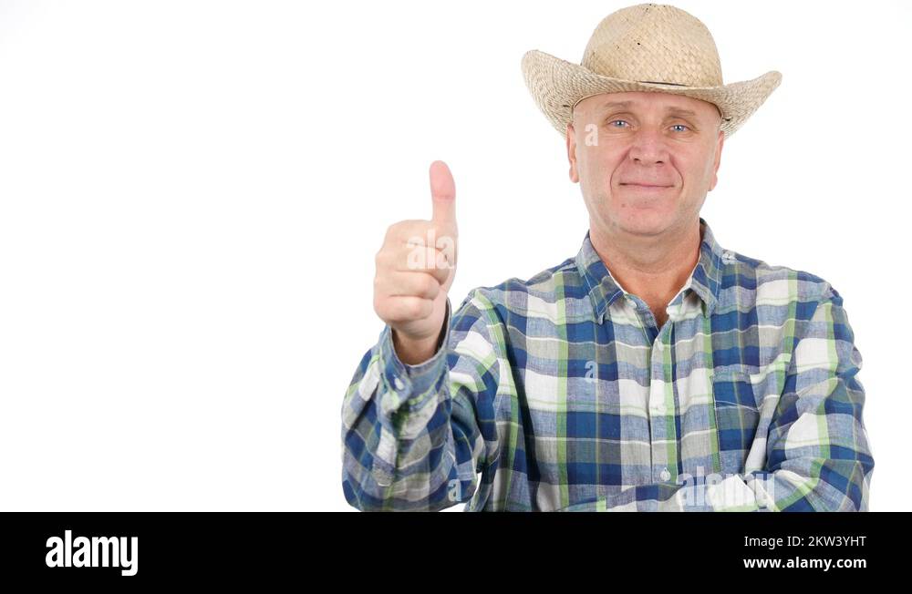Ranch Farmer Wearing Cowboy Hat Satisfied Good Sales Thumbs Up ...