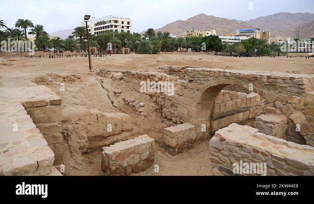 Ruins of ancient Ayla - medieval islamic city in present Aqaba city ...
