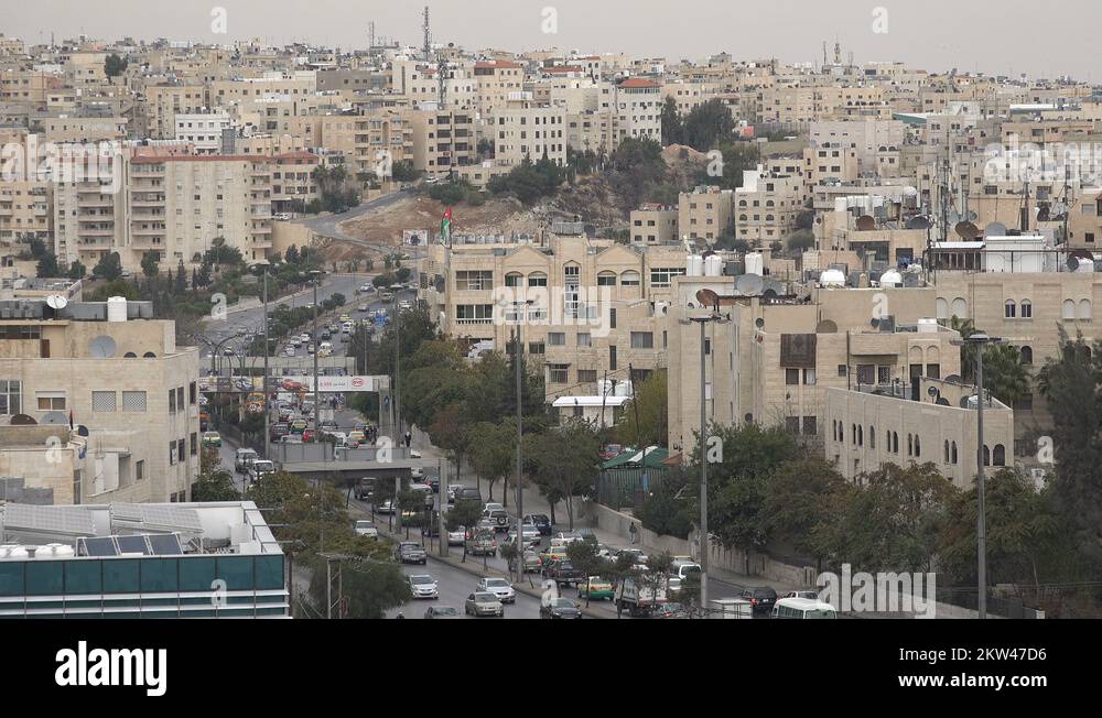Major road running through the center of Amman city in Jordan Stock ...