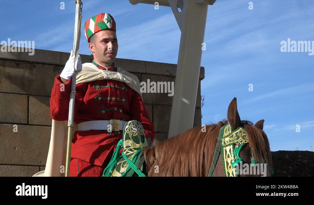 Moroccan soldier stands guard at mausoleum King Mohammed V Stock Video ...