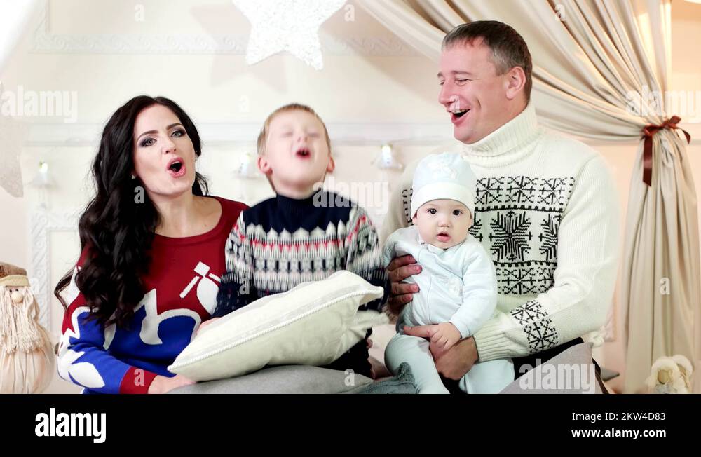 parents and children spend time together, family shouting together, at ...