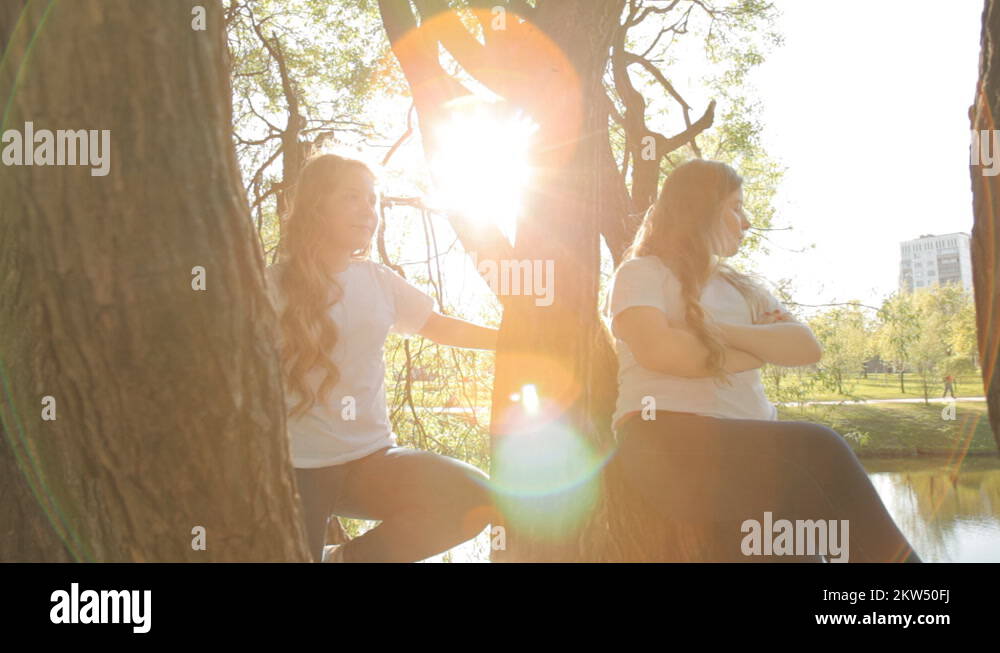 Two girls sitting on a tree Stock Videos & Footage - HD and 4K Video ...