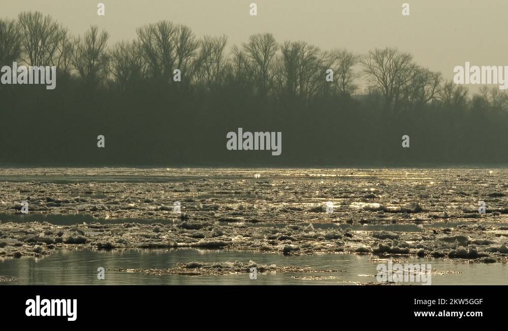 4K Freezeup and Frazil Ice Floating on River on a Freezing Winter Day 3 ...