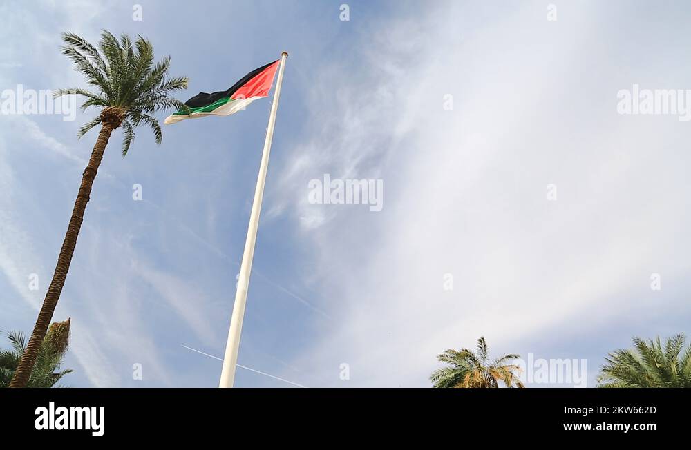 Flag of the Arab Revolt and Fort Aqaba in Jordan Stock Video Footage ...