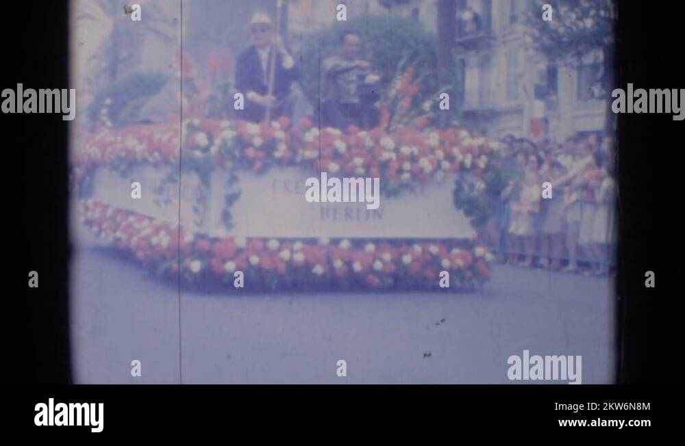 1962: ornate flower detailed parade float celebrating berlin bell ...