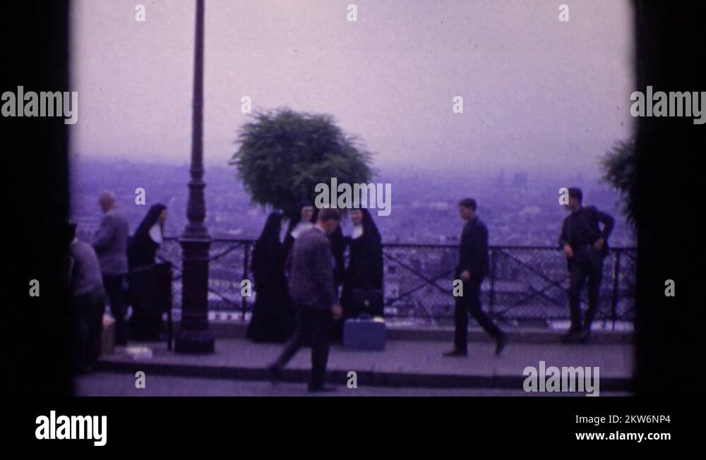 1962: the people walking on platform, group of sisters are talking ...
