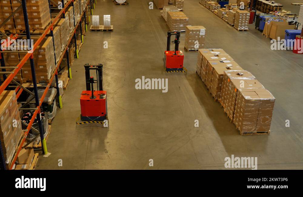 Forked Automatic Guided Vehicles (AGV) pallet truck, unmanned driving ...