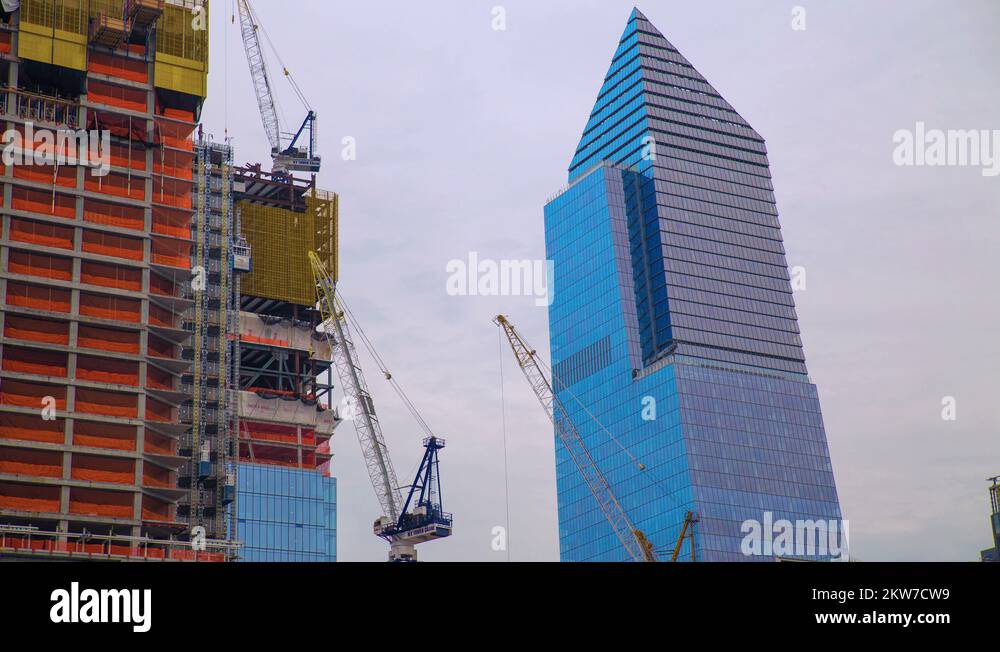 New York City Construction of the urban development project Hudson ...