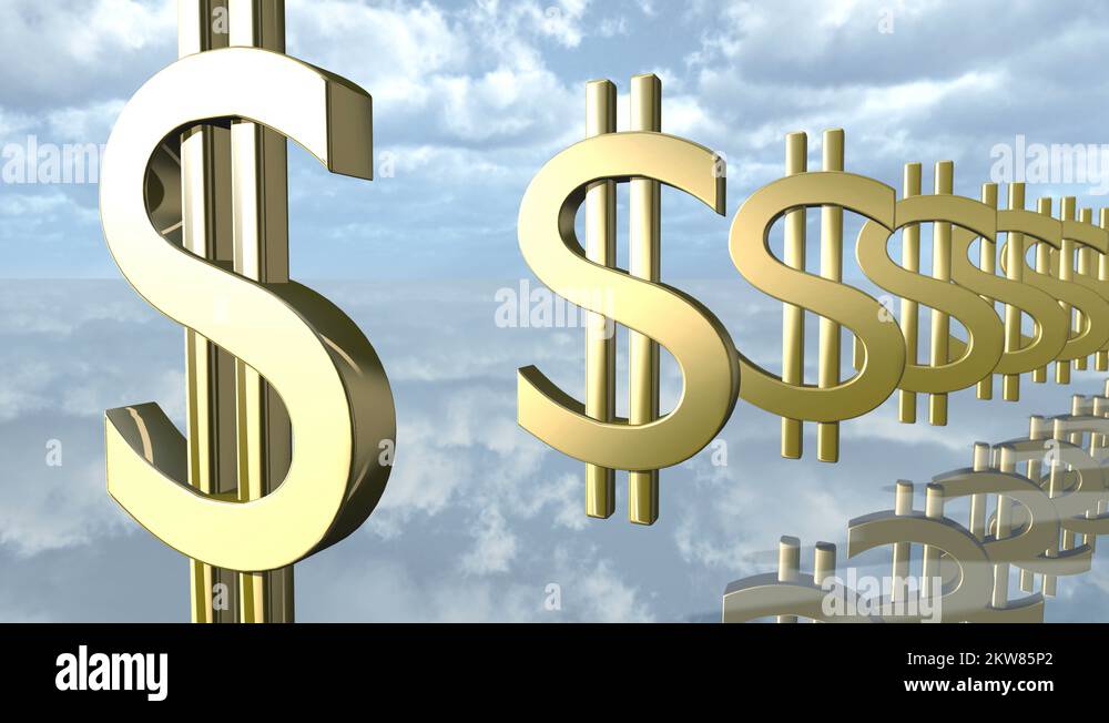 Animated golden dollar money signs in a row. 3D rendering 4K Stock ...