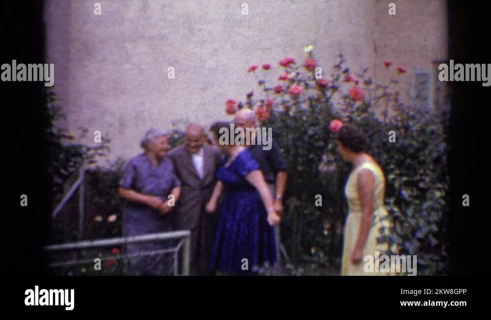 1961: group photos of family members in a flower garden GERMANY Stock ...