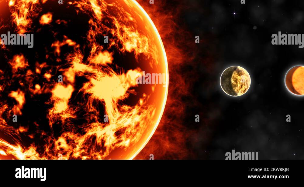 Solar system with sun and planets in a row Stock Video Footage - Alamy