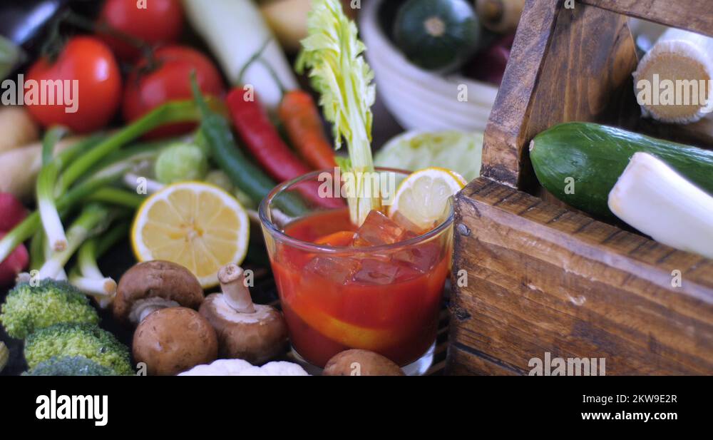 Dolly push in view of an assortment of fresh, healthy, organic ...