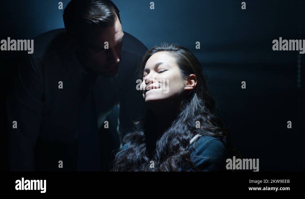 4K Woman being interrogated & intimidated by aggressive cop or gangster ...
