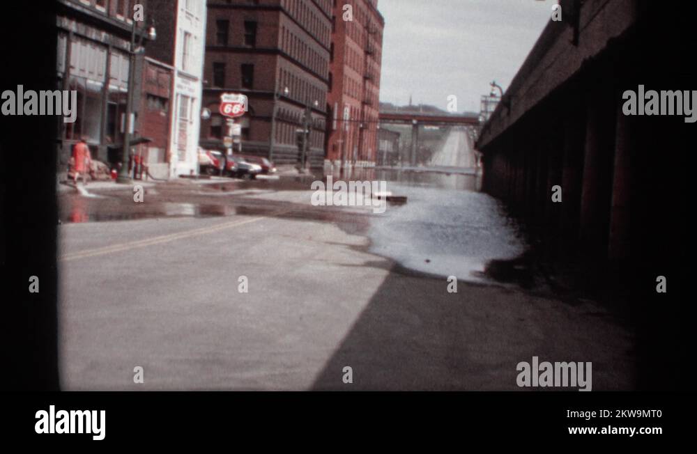 1969: beautiful buildings around the waterfalls at middle of places in ...