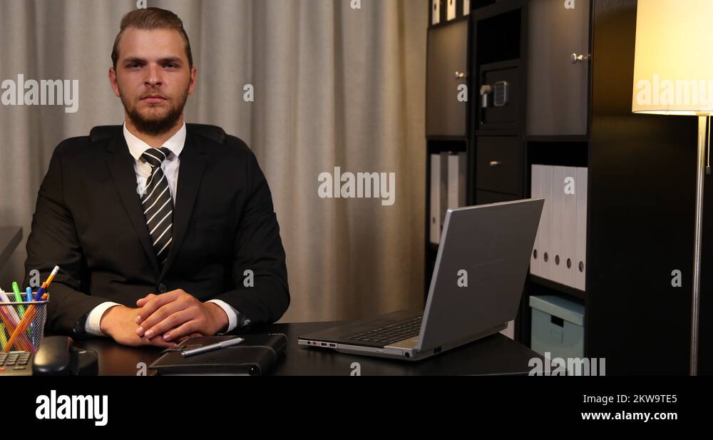 Corporate Business Man Confirm Positive Response Yes Answer Look Camera ...