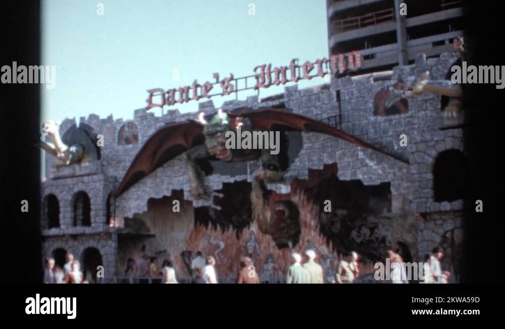 1974: vintage footage of "dante's inferno" fairground attraction WORLDS ...