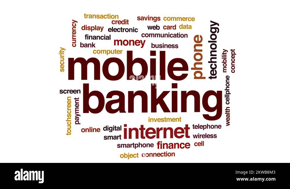 Mobile banking animated word cloud, text design animation Stock Video ...