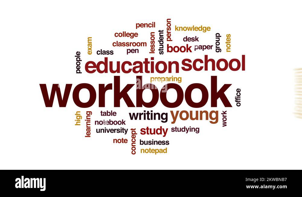 Workbook animated word cloud, text design animation Stock Video Footage ...