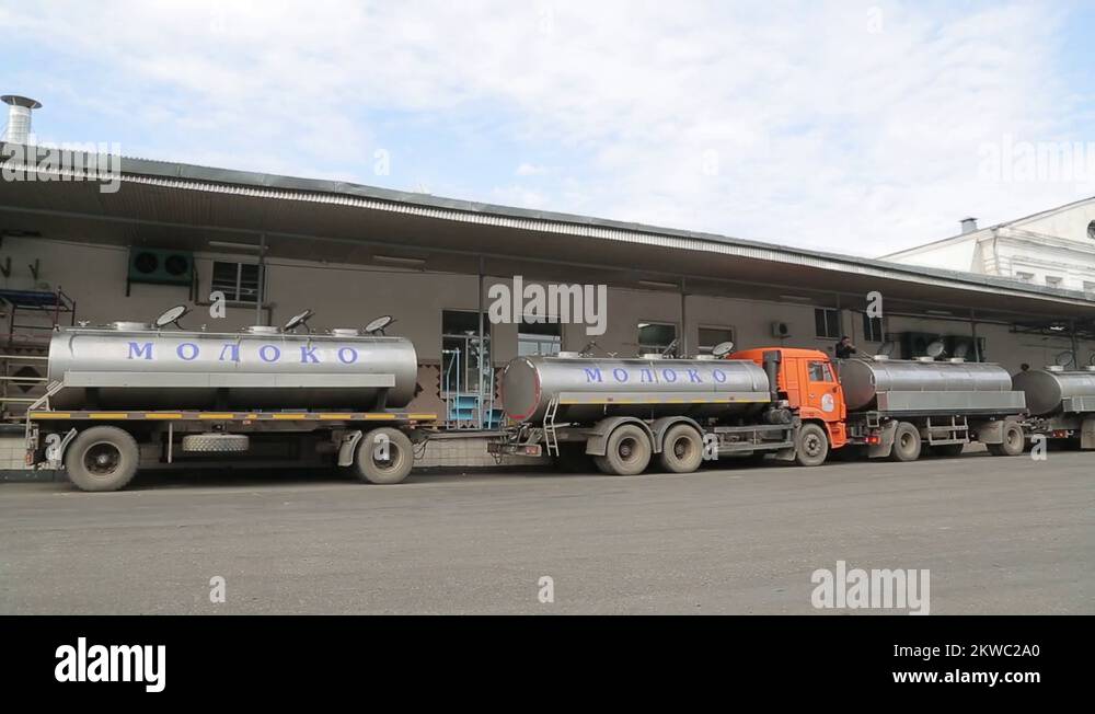 Dairy production, refrigerated tank lorry Stock Video Footage - Alamy