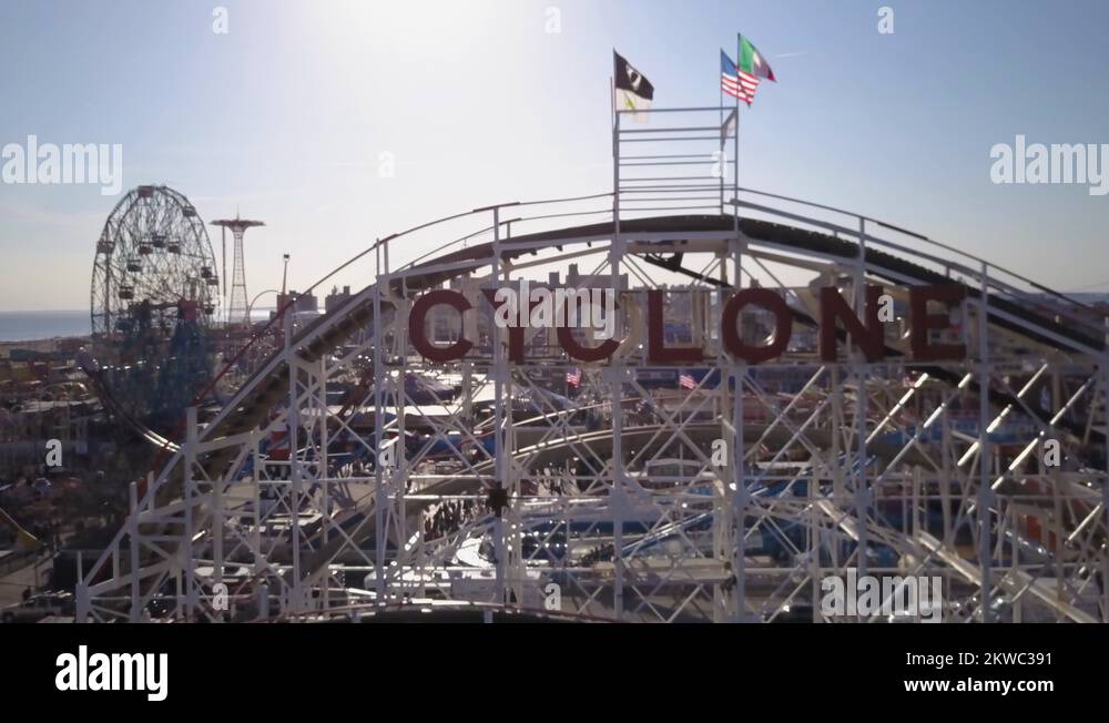 Amusement ride cyclone amusement park ride coney island Stock Videos ...