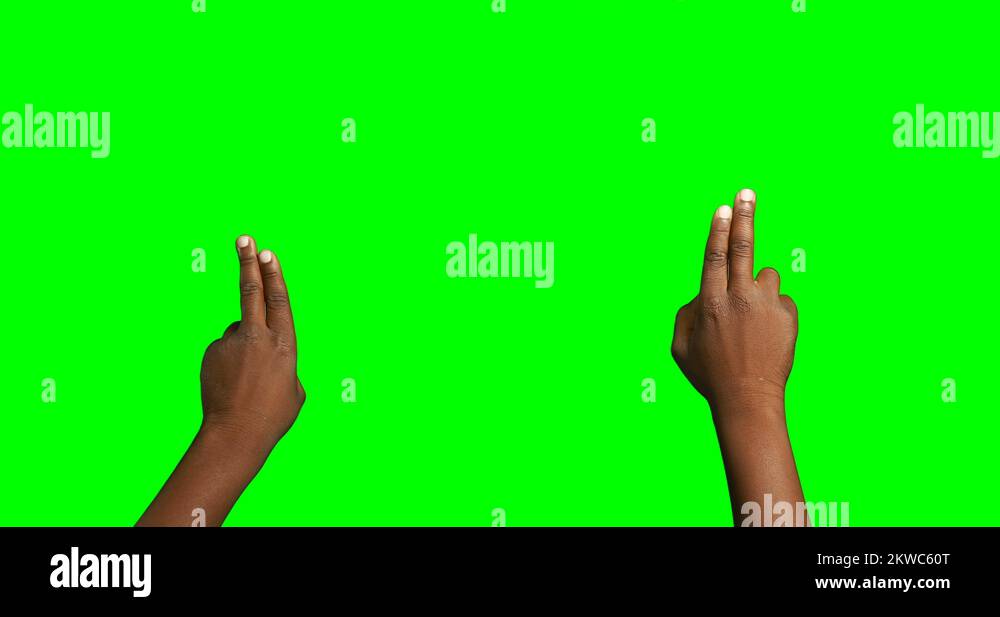 Person making hand gesture against green screen background Stock Video ...