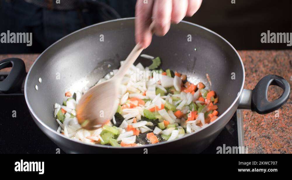 Time lapse view of the preparation of bolognese sauce for Italian pasta ...