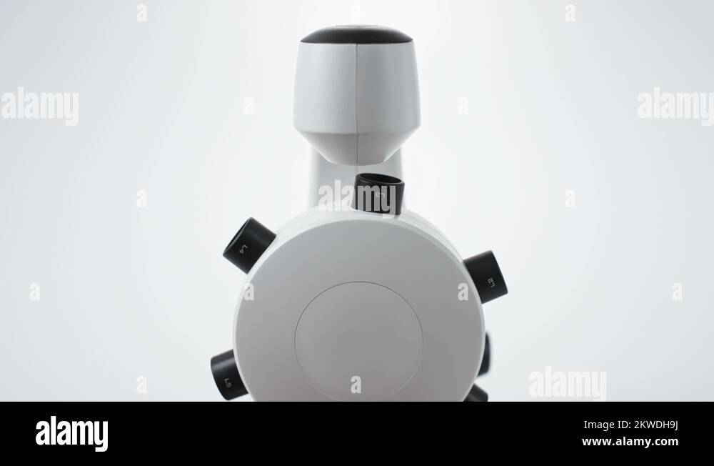 Zoom Lenses Changing in Modern Digital Science Microscope at White ...