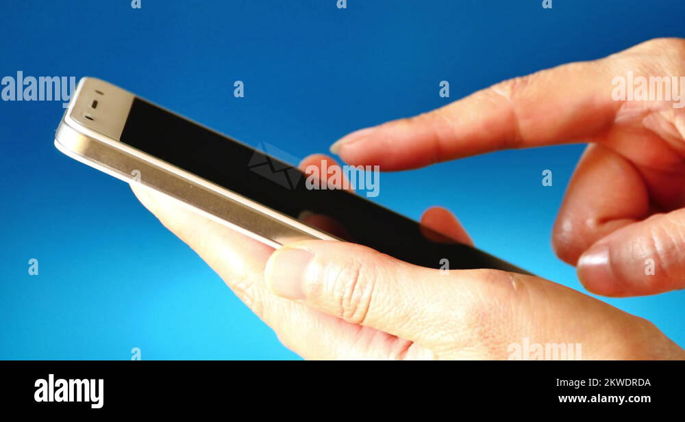 4k browsing on smartphone with blue background,email icon flying from ...
