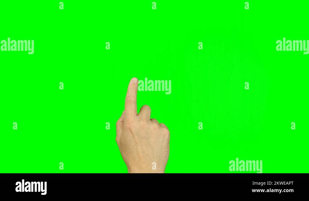 All gestures with 1 finger. Set of 11 gestures of 1 finger. On green ...