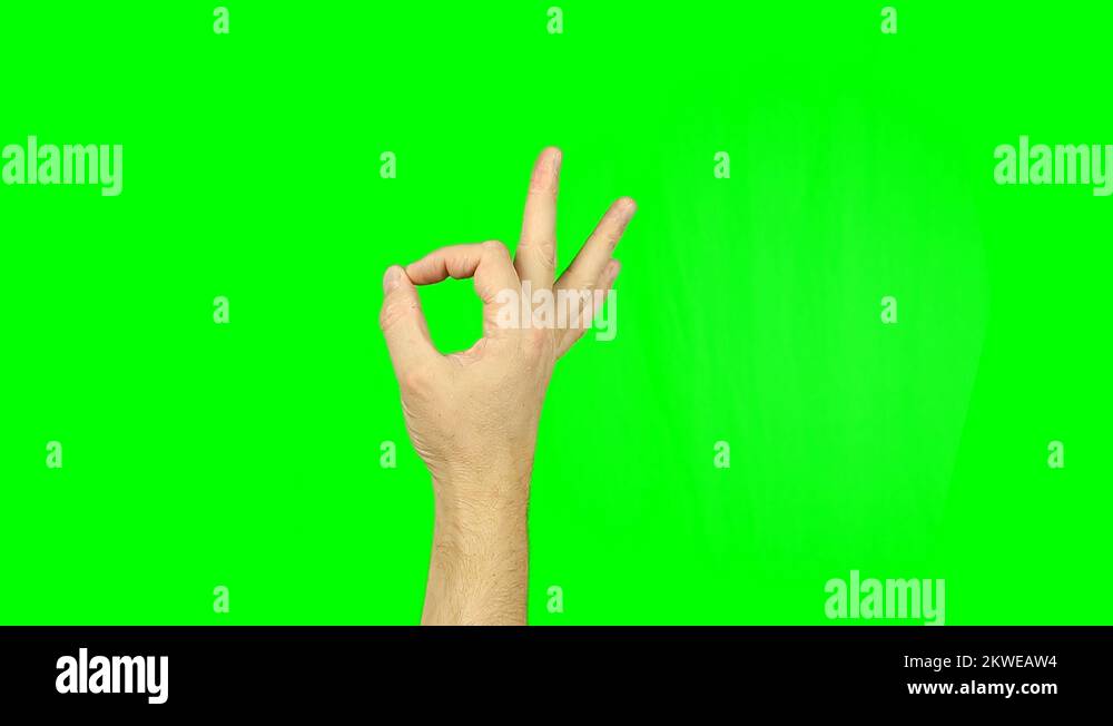OK sign fingers gesture on green screen Stock Video Footage - Alamy
