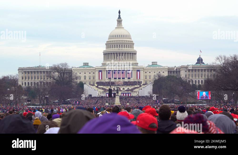 Crowds watch Donald Trump's inauguration as president of the United ...
