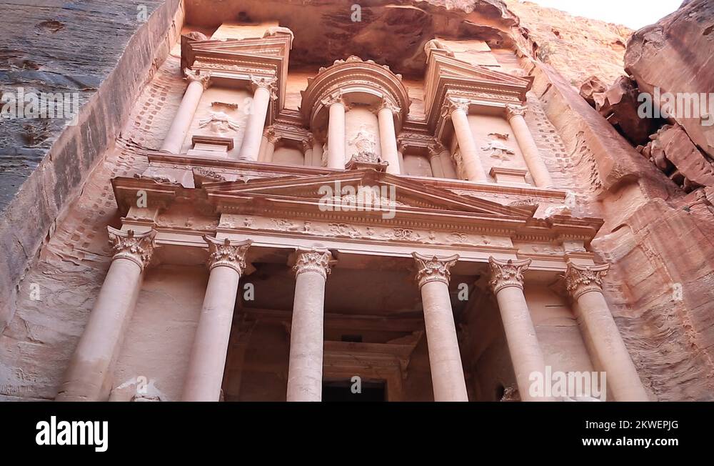 Al Khazneh or Treasury - Nabatean rock-cut temple in Jordan Stock Video ...