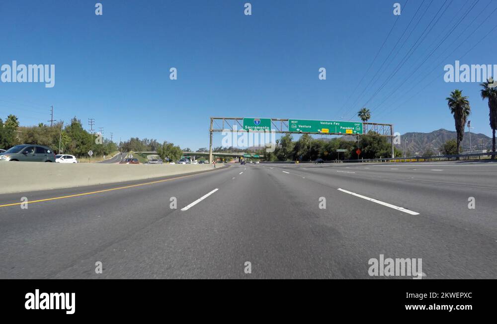 Sacramento 5 Freeway Sign in Los Angeles Stock Video Footage - Alamy