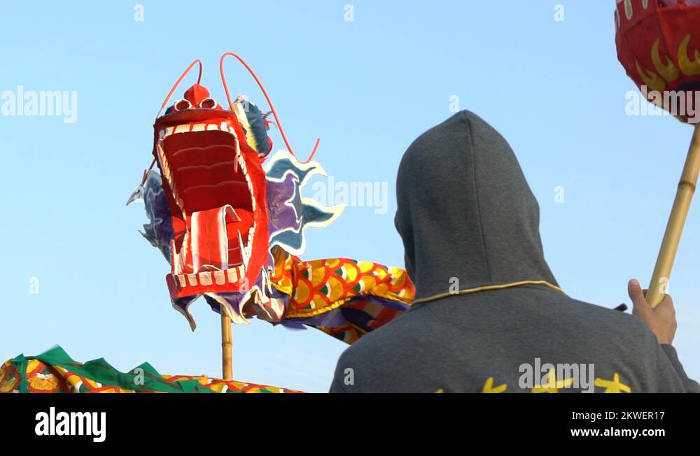 Slow motion Head Dragon Chinese New Year Celebration Miaoli Bombing ...