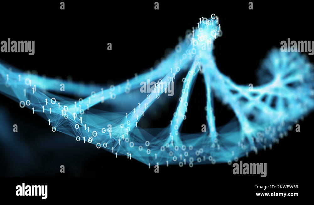 Motion Background Digital Binary Polygon Plexus Dna Molecule 4k Loop Alpha Matte Stock Video