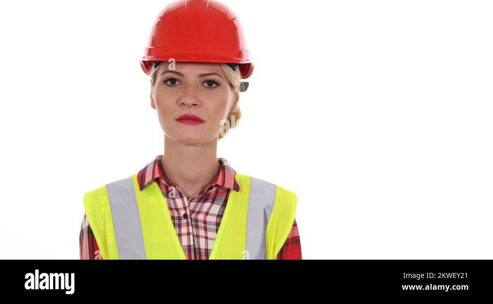 Engineer Woman Manager Presentation Show Hand Gestures Ok Sign White ...