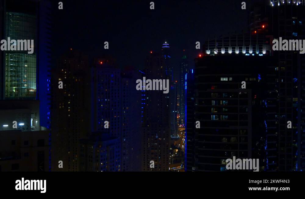 night light dubai marina mall jbr rooftop side front buildings panorama ...