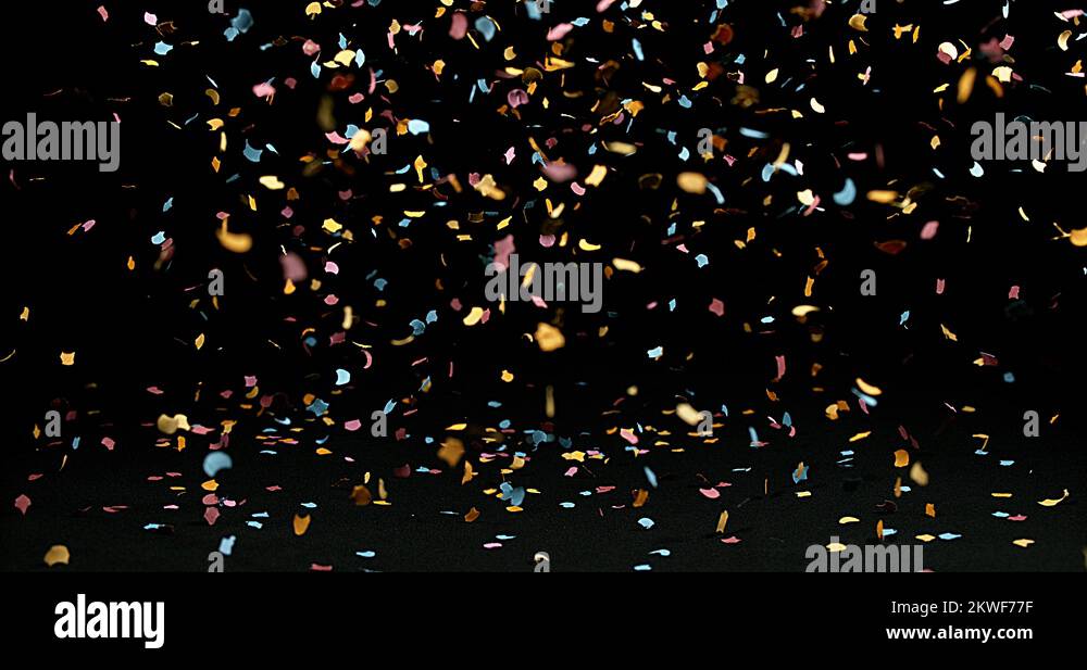 Confettis Falling against Black Background, Slow Motion 4K Stock Video ...