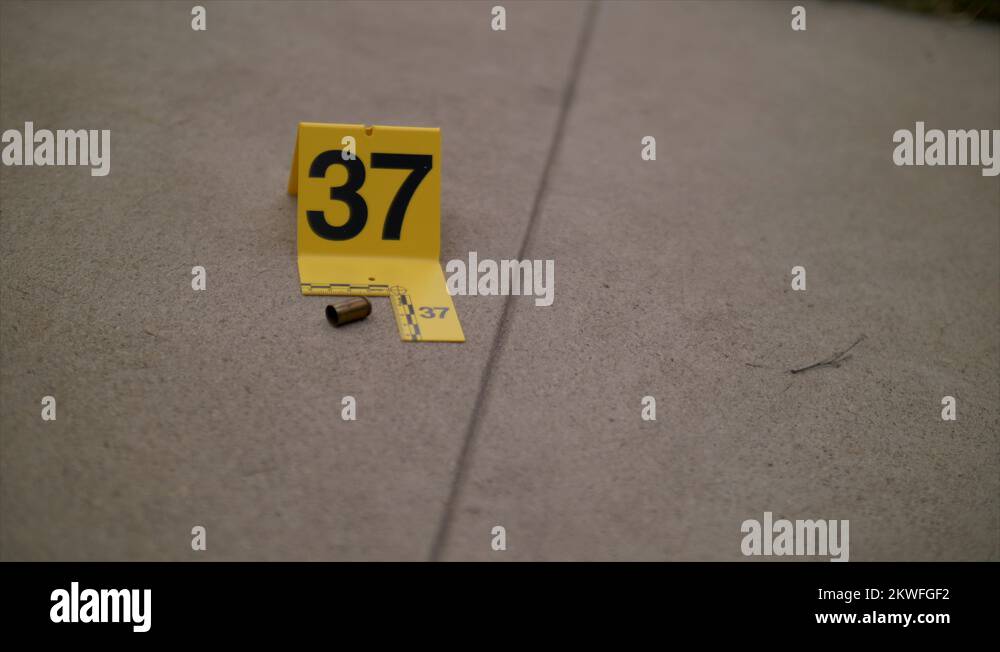 CRIME SCENE EVIDENCE MARKER. NUMBER ONE IN A SERIES OF FOUR Stock Video ...