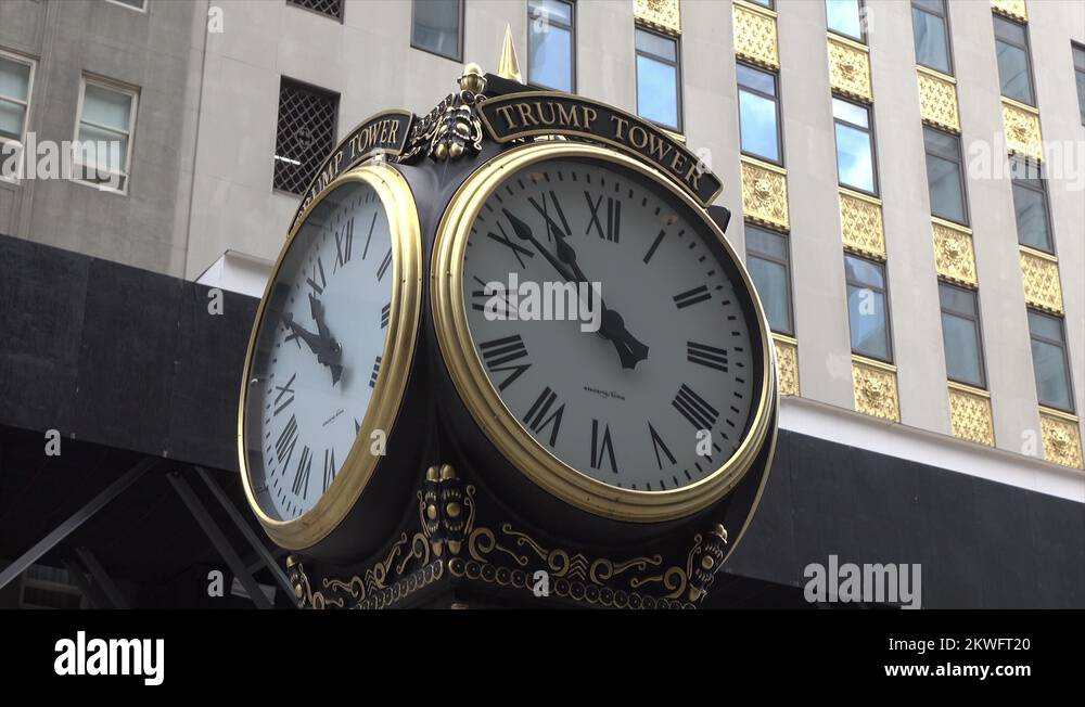 Trump Tower clock, Fifth Avenue, New York Stock Video Footage - Alamy