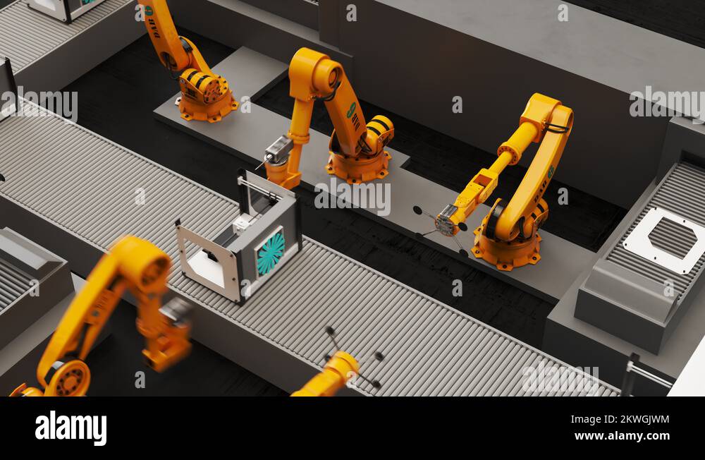 Robotic arms assembly line Stock Video Footage - Alamy