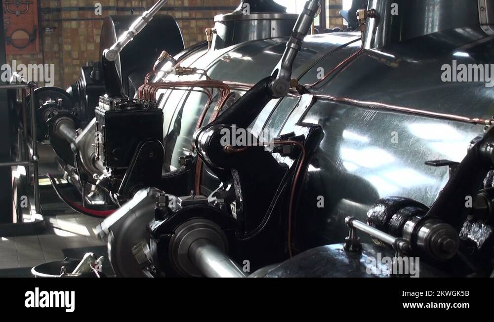 Machine room of historic steam pumping station Stock Video Footage - Alamy