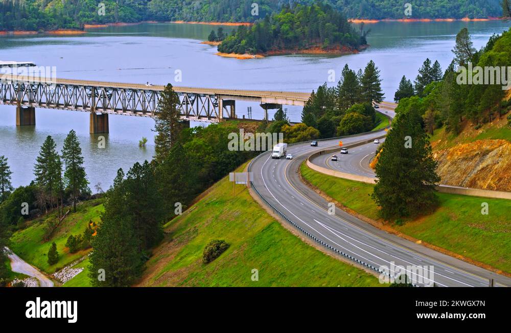 Pit River Bridge over Shasta lake Stock Video Footage - Alamy