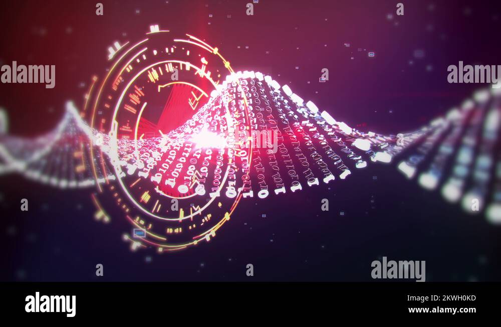 Artificial binary DNA double helix molecule data scan Stock Video ...
