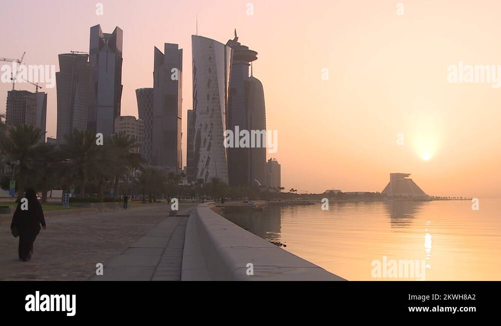 Doha Corniche Sunrise Qatar Stock Video Footage - Alamy