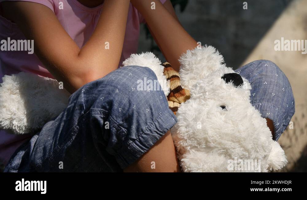 Crying Unhappy Child with Sad Memories, Stray Homeless Kid in Abandoned ...