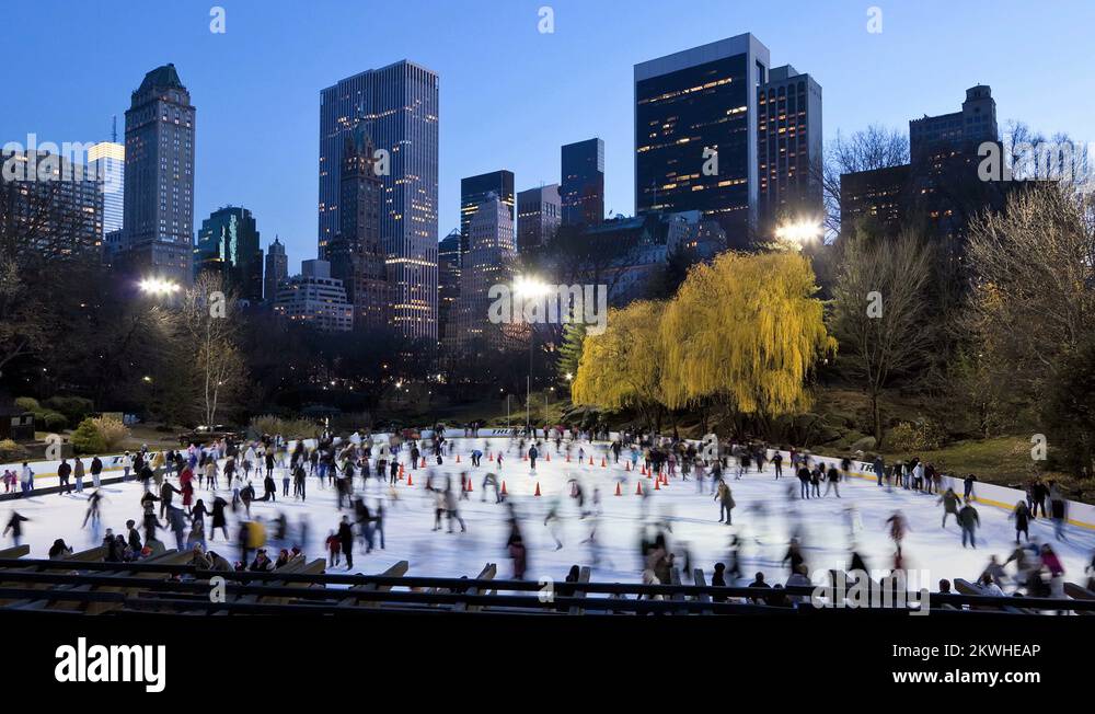 New York, New York City, Manhattan, Wollman Ice rink in Central Park ...