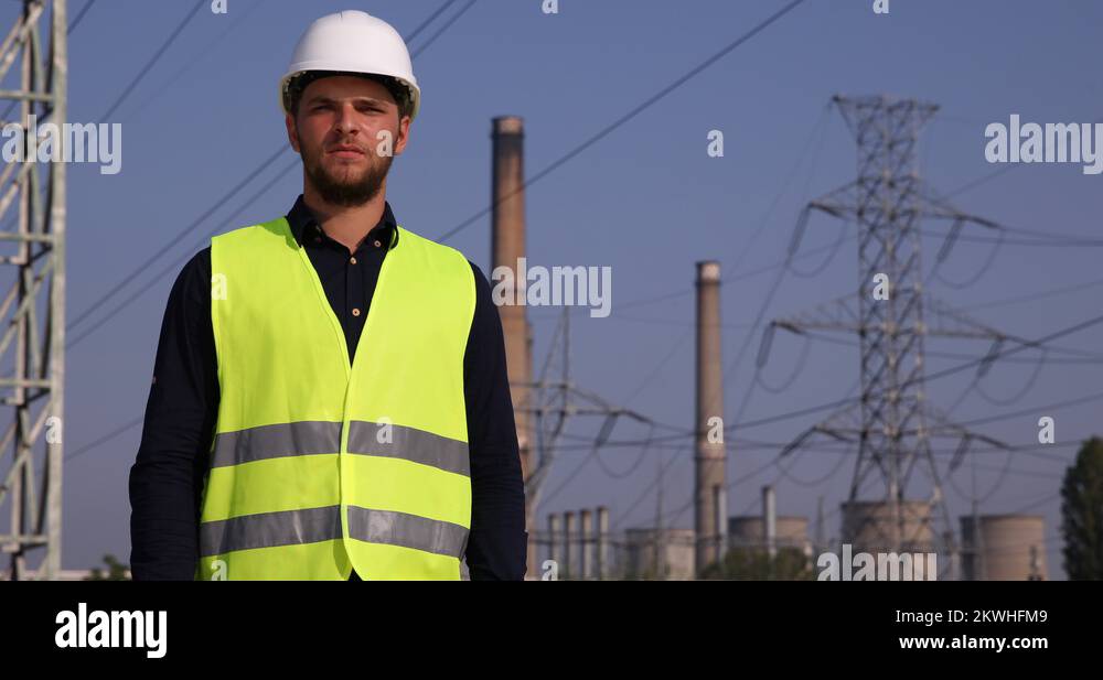 Engineer Man Showing Ok Sign Standing Proud in Transformers Station ...