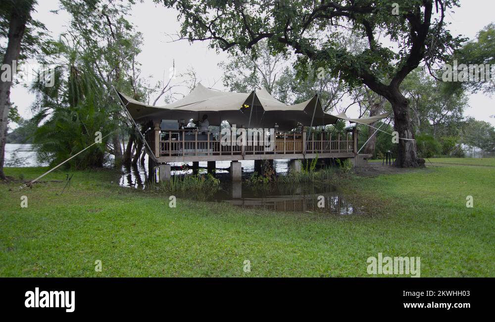 4K Exterior tented outdoor lodge where guests can dine at African ...