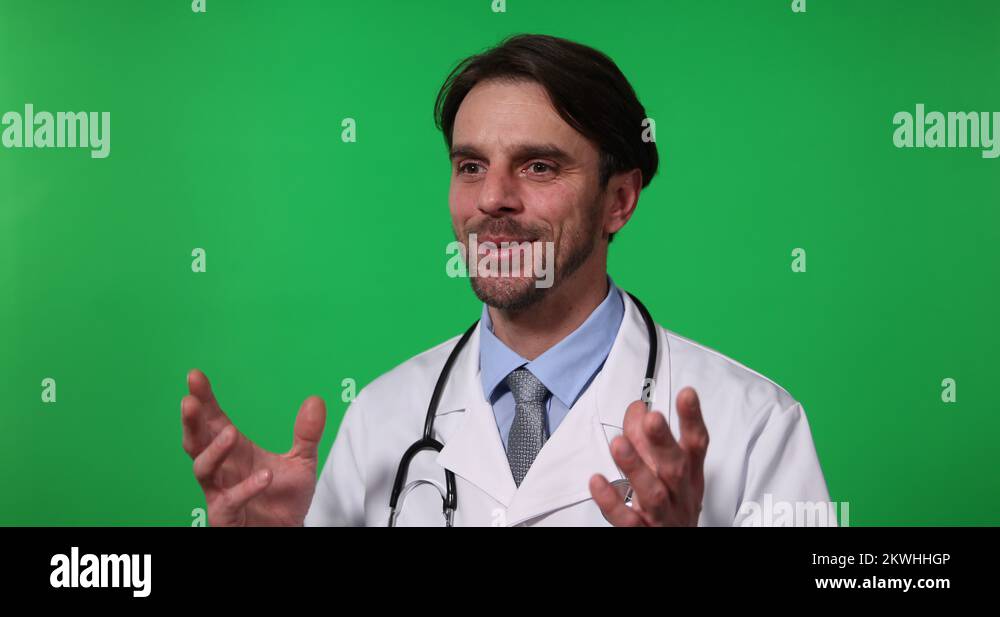 Medicine Doctor Man Talking Interview Explain Procedure Green Screen ...